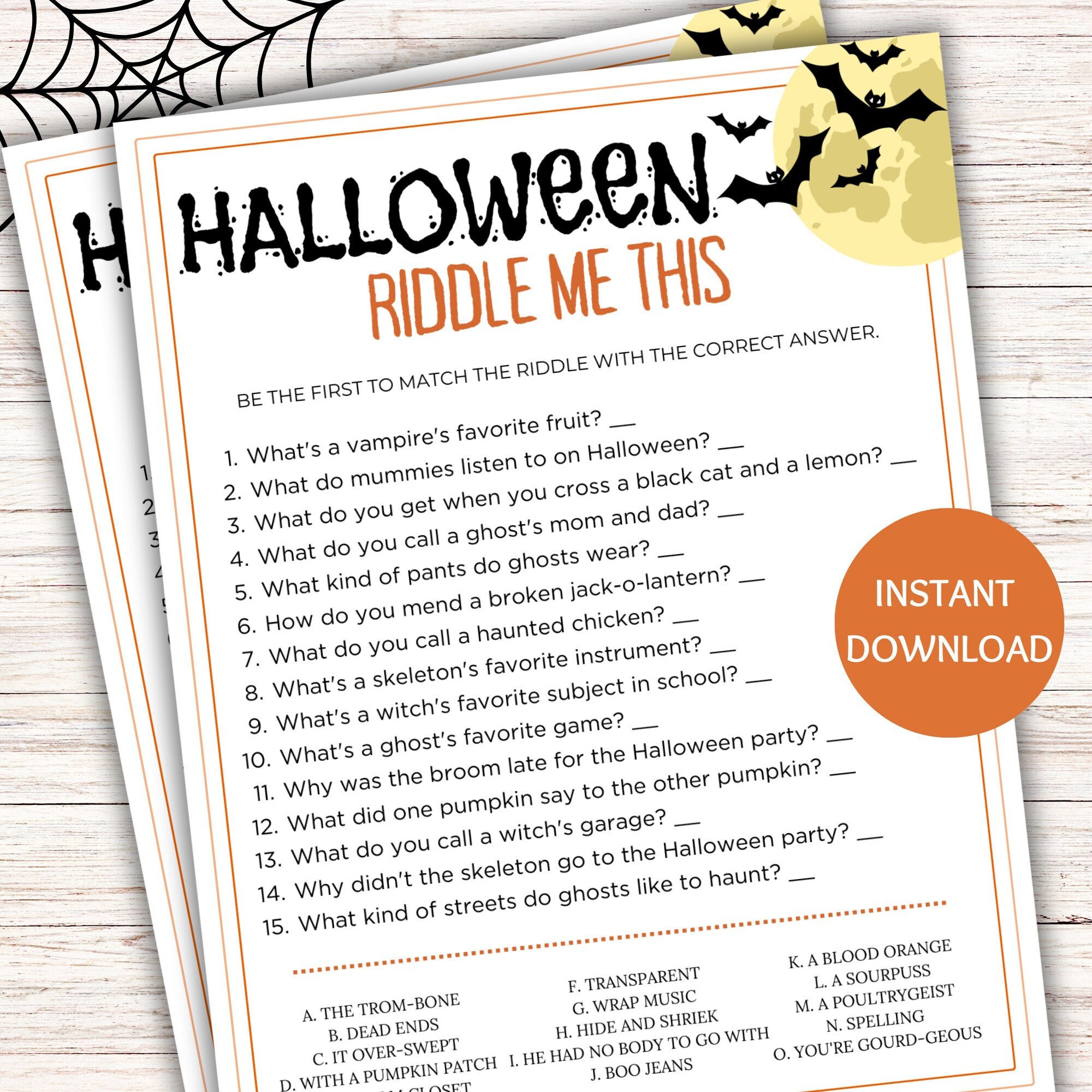 Halloween Riddle Me This Game, Halloween Riddles, Halloween Activities ...