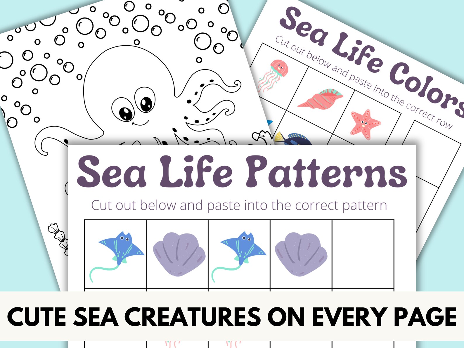 Sea Animals Toddler Activity Book | Printable Worksheets | Kids ...