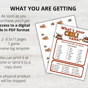 Chili Name Game Printable, What's Your Chili Name Game, Name Generator ...