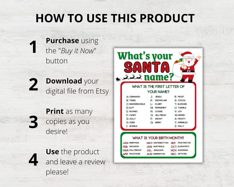 Santa Name Game Printable, What's Your Santa Name Game, Name Generator ...