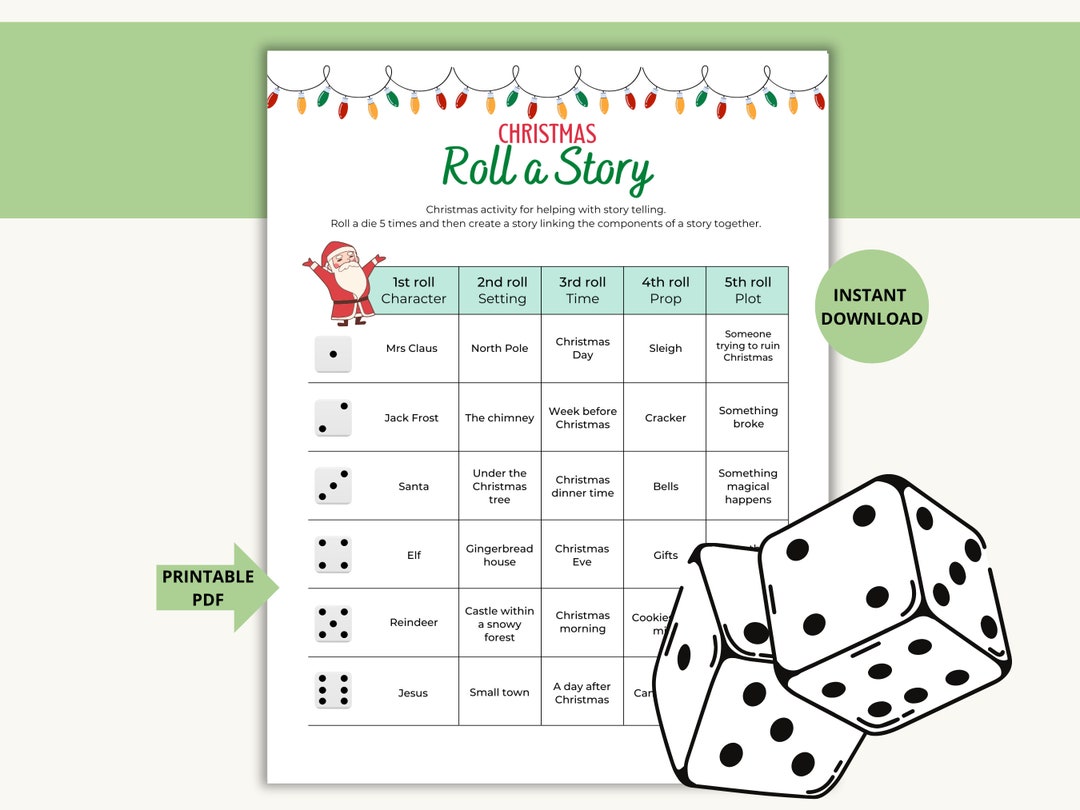 Christmas Roll a Story Game | Christmas Dice Game | Christmas Activity ...