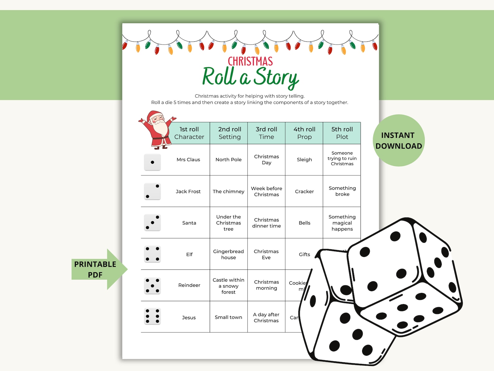 Christmas Roll a Story Game | Christmas Dice Game | Christmas Activity ...