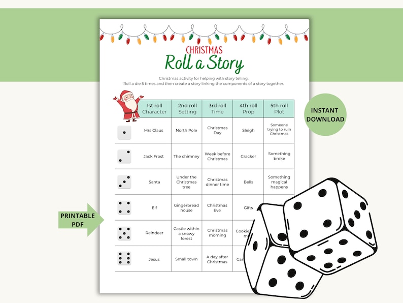Christmas Roll a Story Game | Christmas Dice Game | Christmas Activity ...