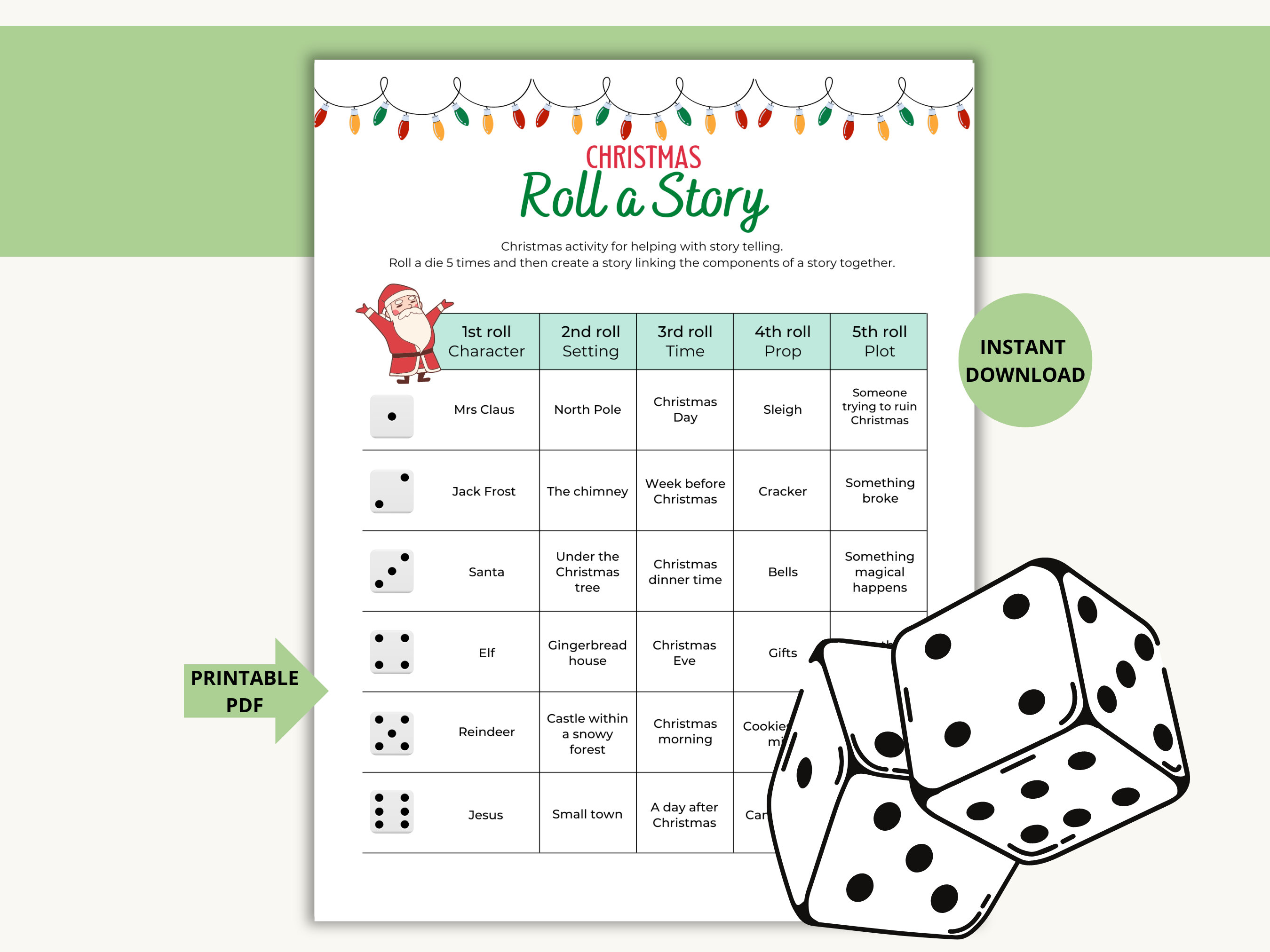 Christmas Roll a Story Game | Christmas Dice Game | Christmas Activity ...
