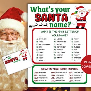Santa Name Game Printable, What's Your Santa Name Game, Name Generator ...
