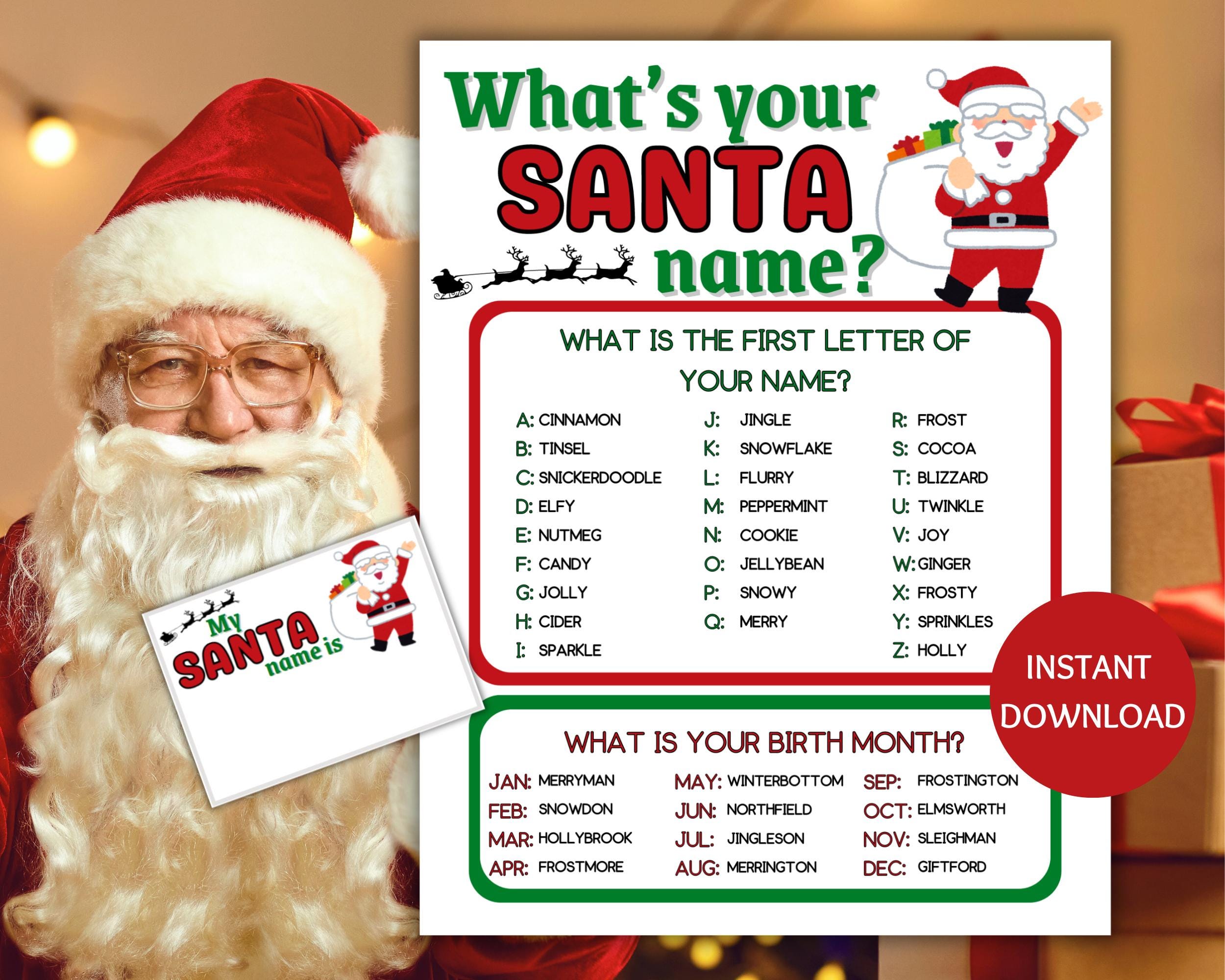 Santa Name Game Printable, What's Your Santa Name Game, Name Generator ...