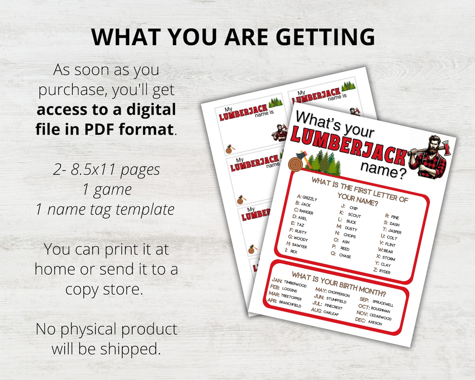 Lumberjack Name Game Printable, What's Your Lumberjack Name Game, Name ...