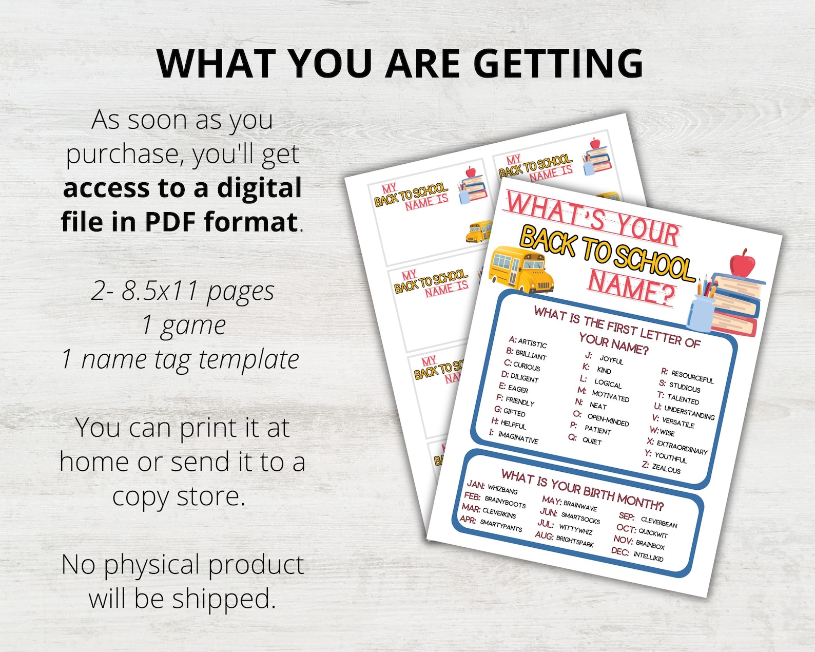 Back to School Name Game Printable, What's Your Back to School Name ...