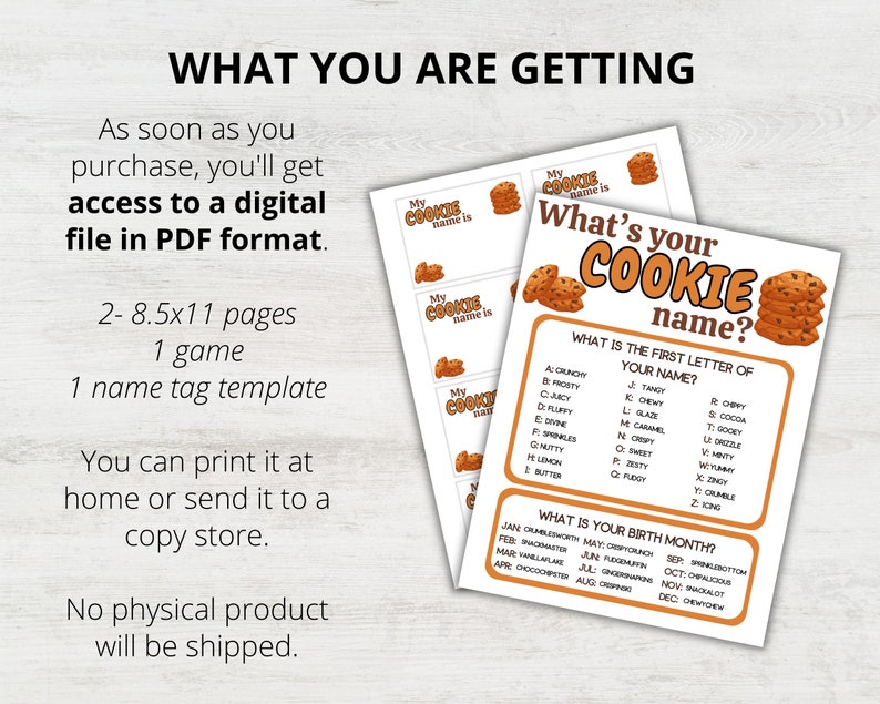 Cookie Name Game Printable, What's Your Cookie Name Game, Name ...