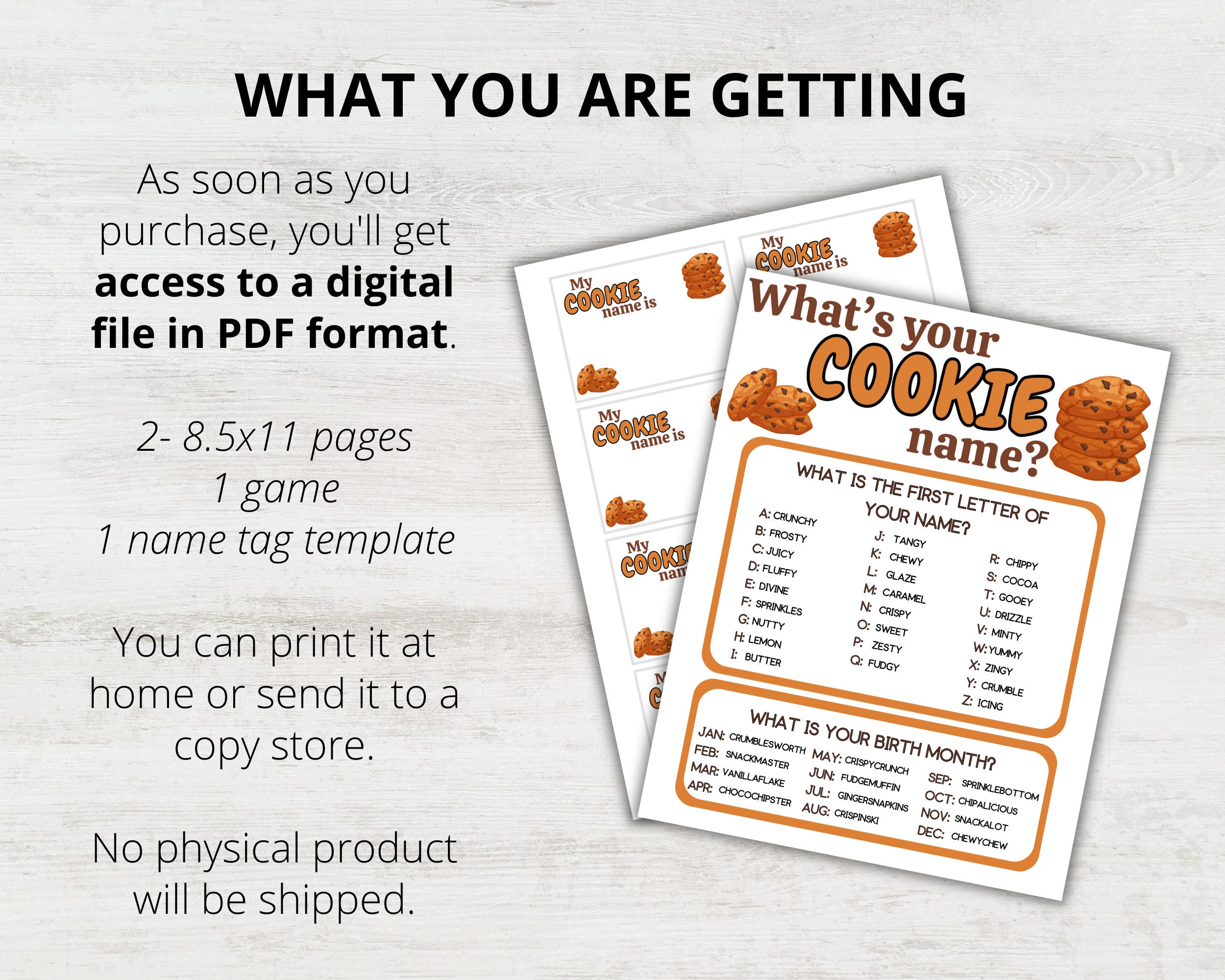 Cookie Name Game Printable, What's Your Cookie Name Game, Name ...