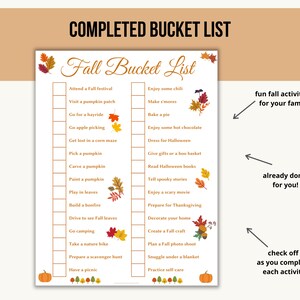 Fall Bucket List Bundle, Printable Kids Activities, Family Bucket List ...