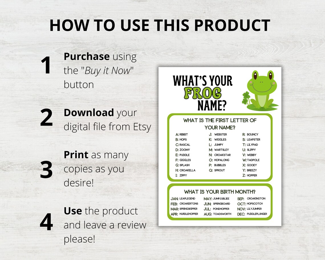 Frog Name Game Printable, What's Your Frog Name Game, Name Generator ...