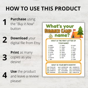 Summer Camp Name Game Printable, What's Your Summer Camp Name Game ...