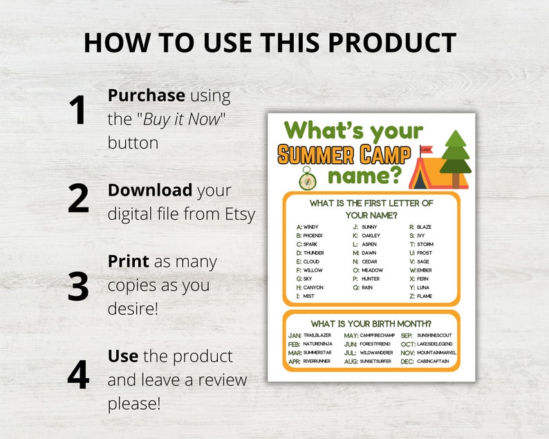 Summer Camp Name Game Printable, What's Your Summer Camp Name Game ...