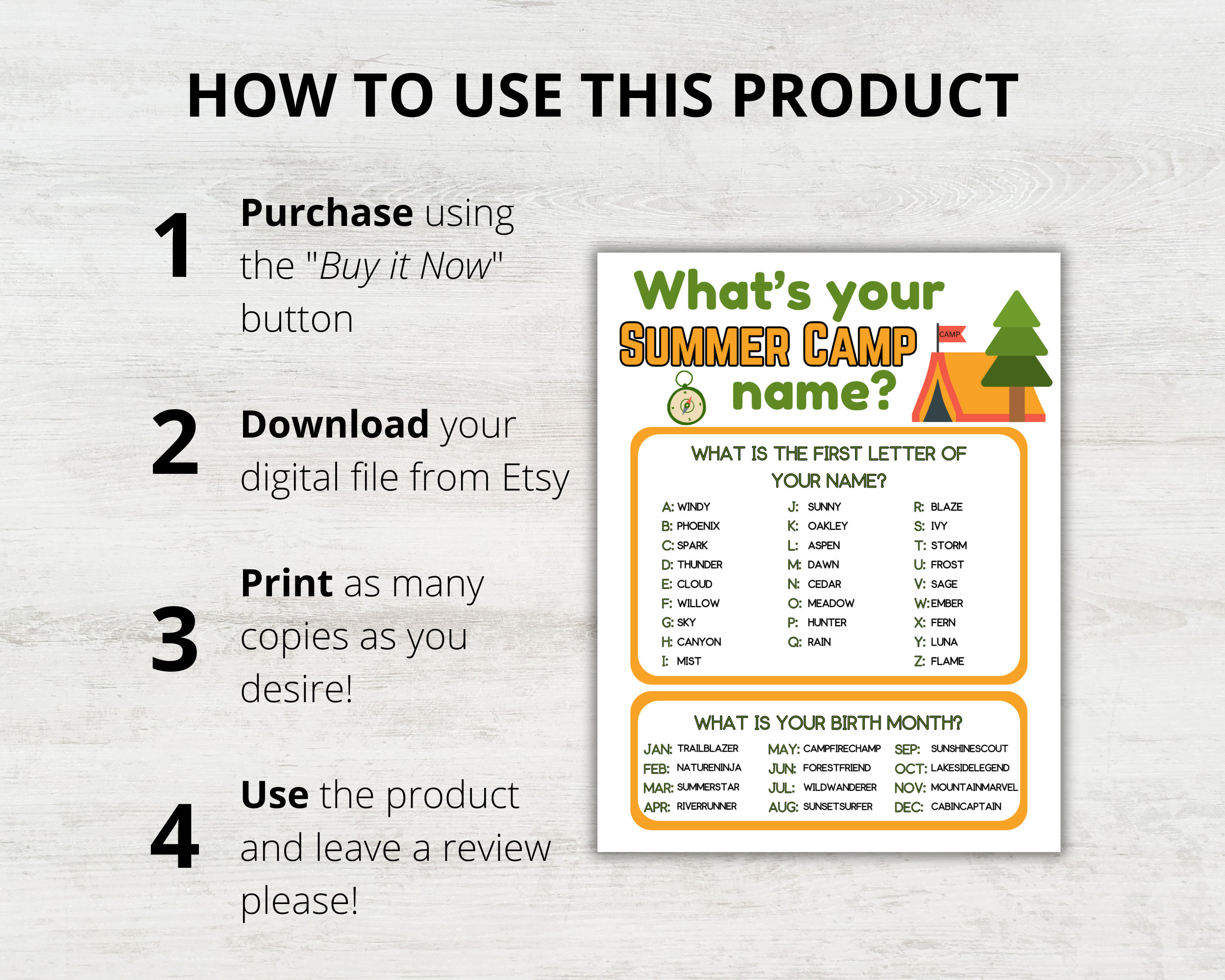 Summer Camp Name Game Printable, What's Your Summer Camp Name Game ...