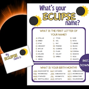 Eclipse Name Game Printable, What's Your Eclipse Name Game, Name ...