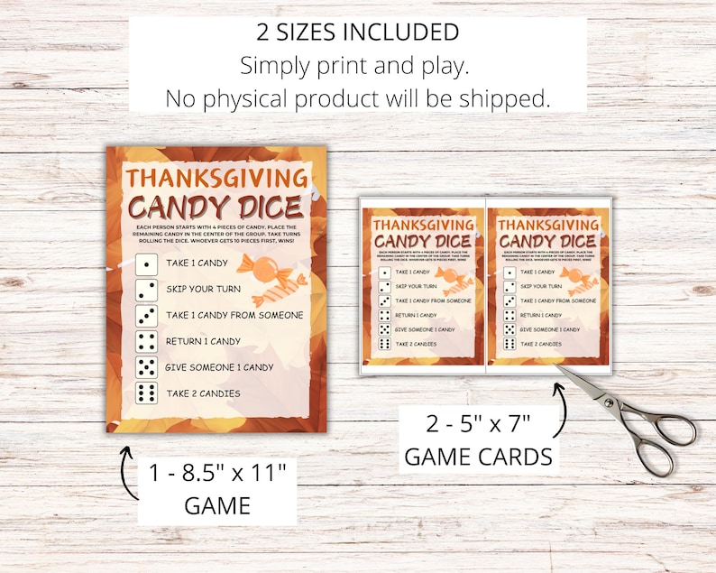 Thanksgiving Candy Dice Game for Kids, Thanksgiving Games, Thanksgiving ...