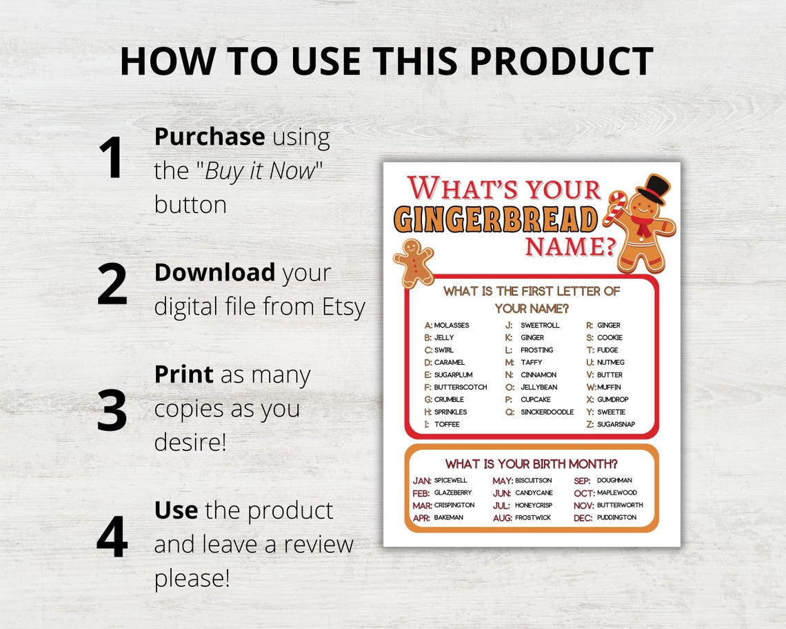 Gingerbread Name Game Printable, What's Your Gingerbread Name Game ...