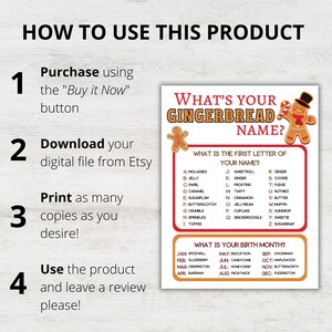 Gingerbread Name Game Printable, What's Your Gingerbread Name Game ...