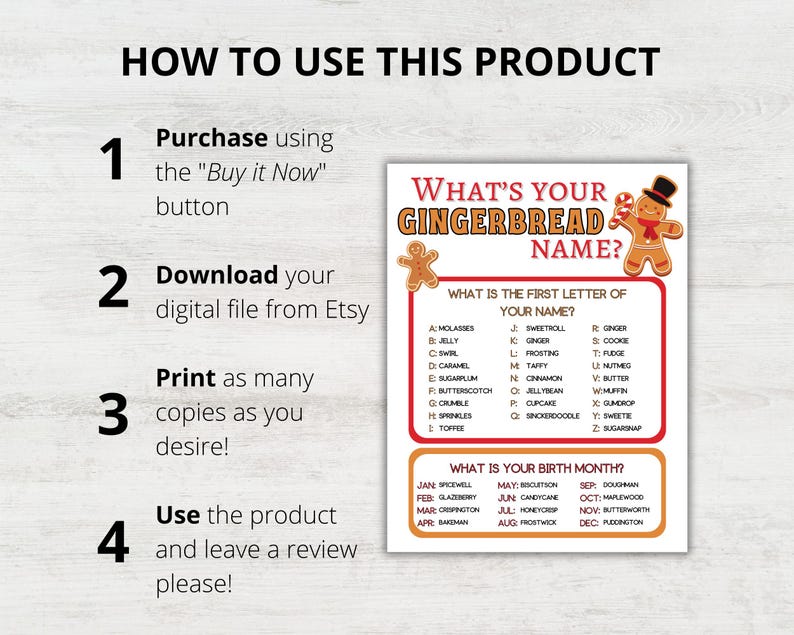 Gingerbread Name Game Printable, What's Your Gingerbread Name Game ...