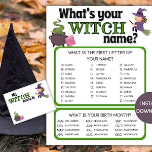 Witch Name Game Printable, What's Your Witch Name Game, Name Generator ...
