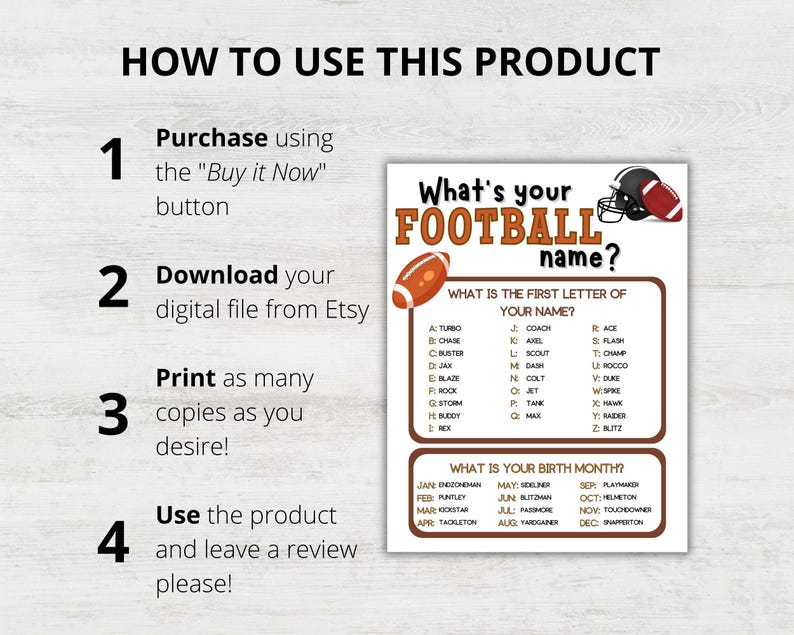 Football Name Game Printable, What's Your Football Name Game, Name ...