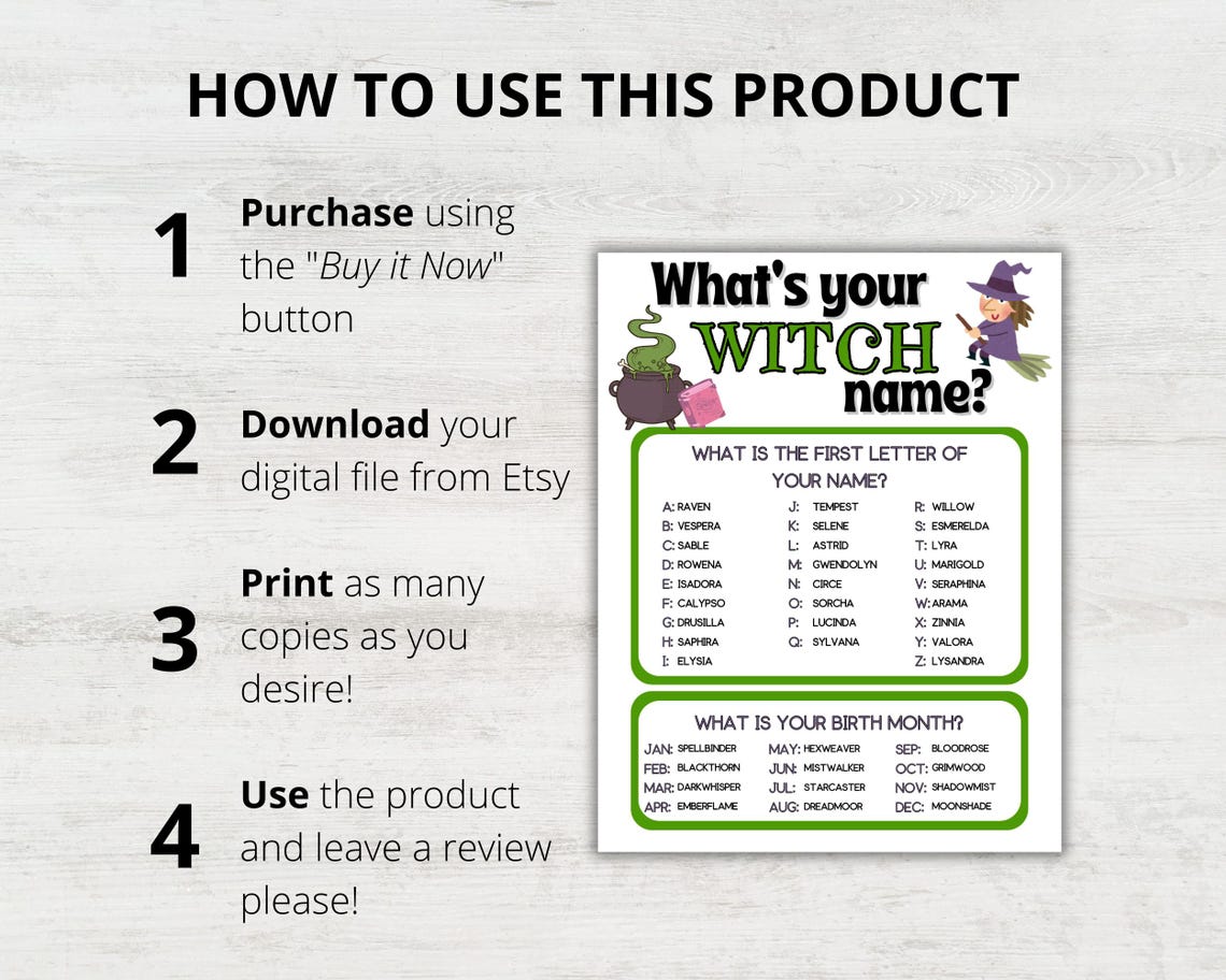 Witch Name Game Printable, What's Your Witch Name Game, Name Generator ...