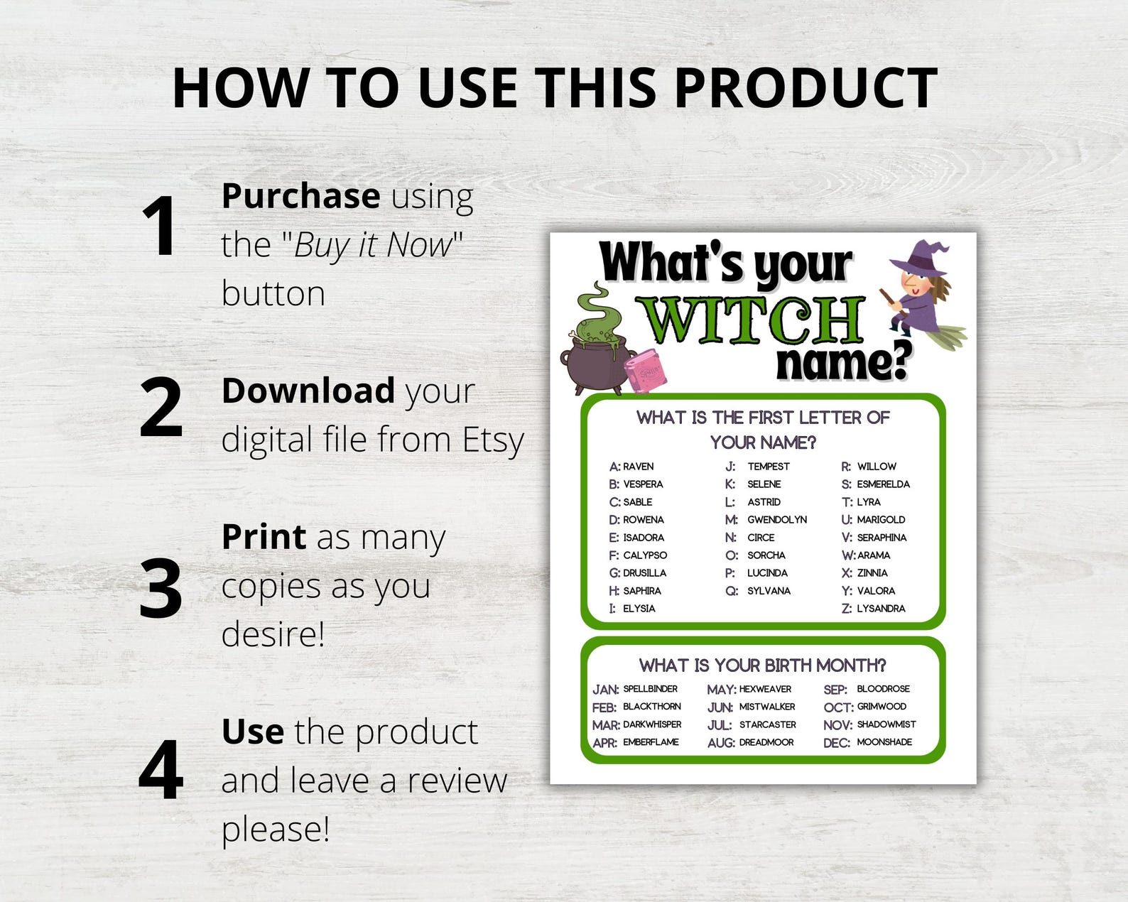 Witch Name Game Printable, What's Your Witch Name Game, Name Generator ...