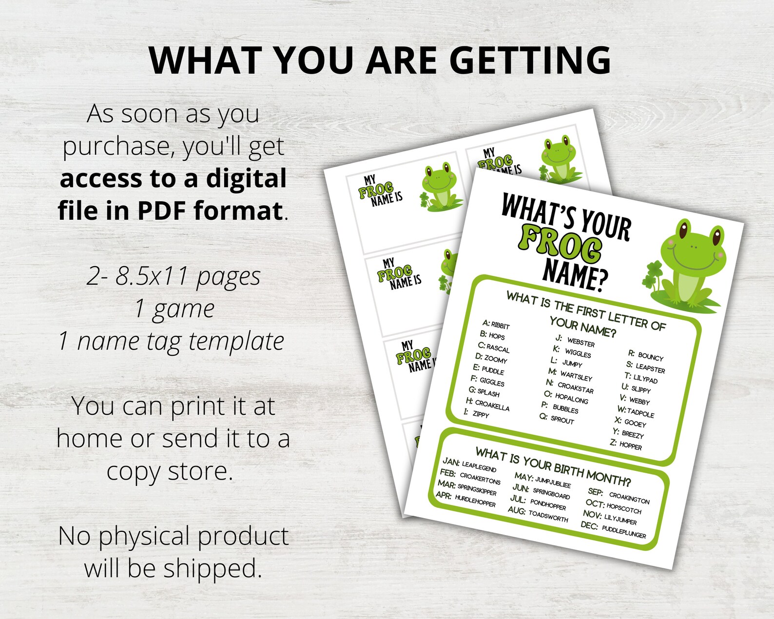 Frog Name Game Printable, What's Your Frog Name Game, Name Generator ...