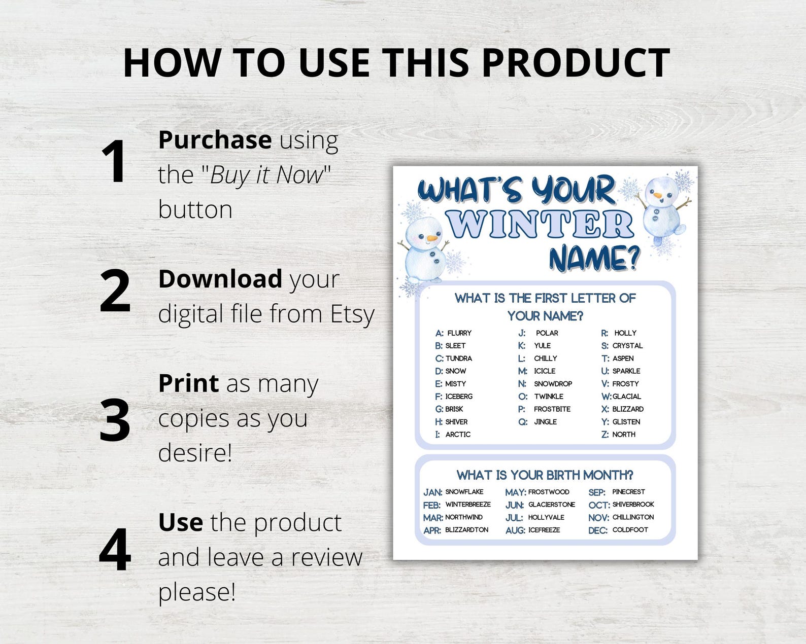 Winter Name Game Printable, What's Your Winter Name Game, Name ...