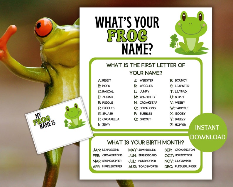 Frog Name Game Printable, What's Your Frog Name Game, Name Generator ...