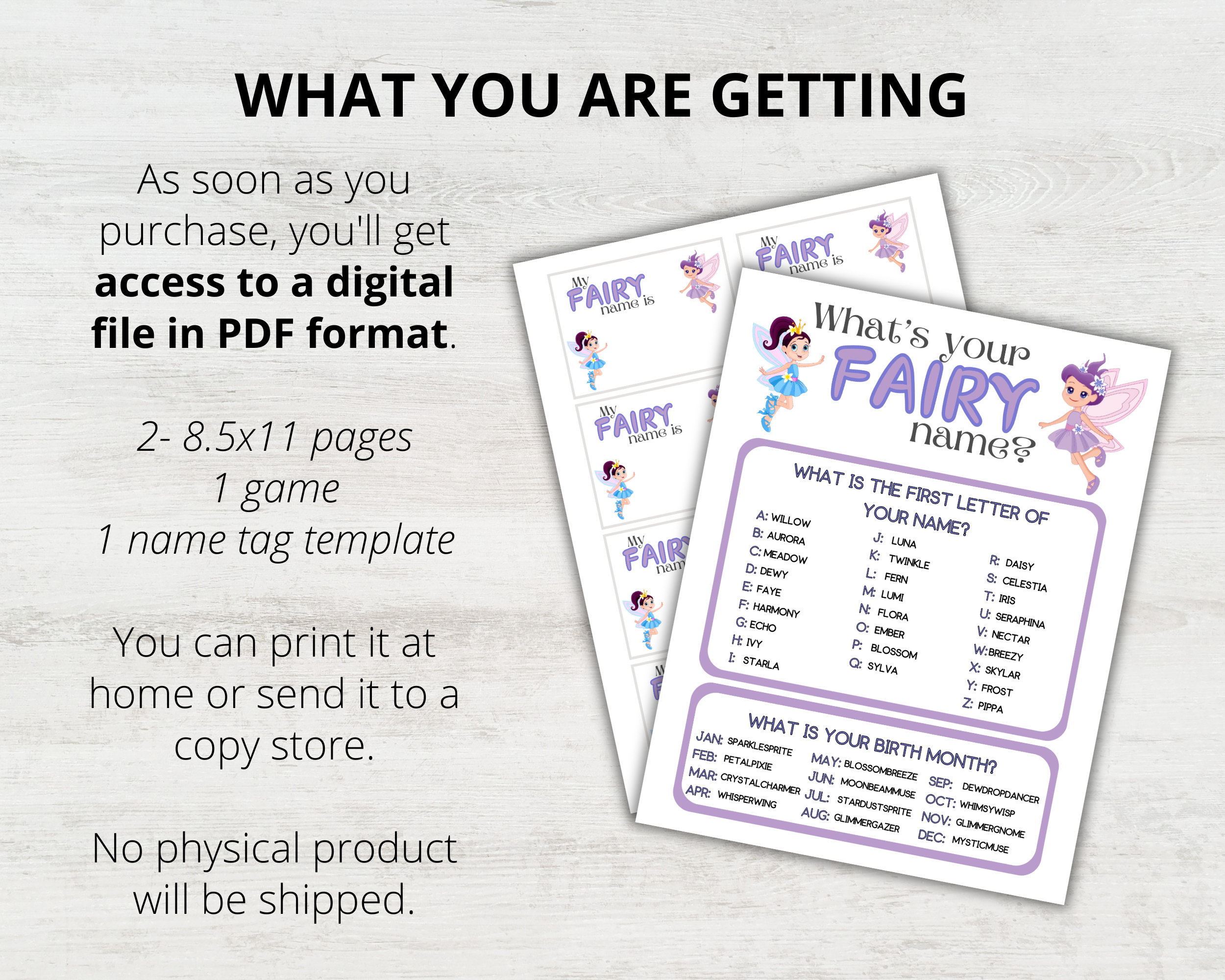 Fairy Name Game Printable, What's Your Fairy Name Game, Name Generator ...