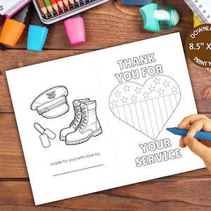 Veteran's Day Color in Card, Coloring Card, Veteran's Day Craft, Color ...