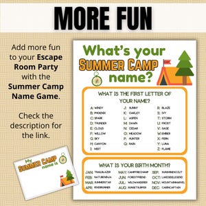 Summer Camp Escape Room for Kids, Printable Escape Room Kit, Escape ...