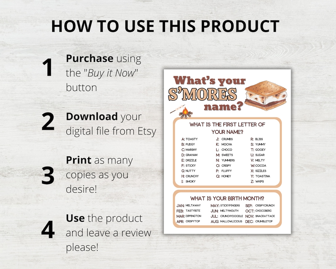 Smores Name Game Printable, What's Your Smores Name Game, Name ...