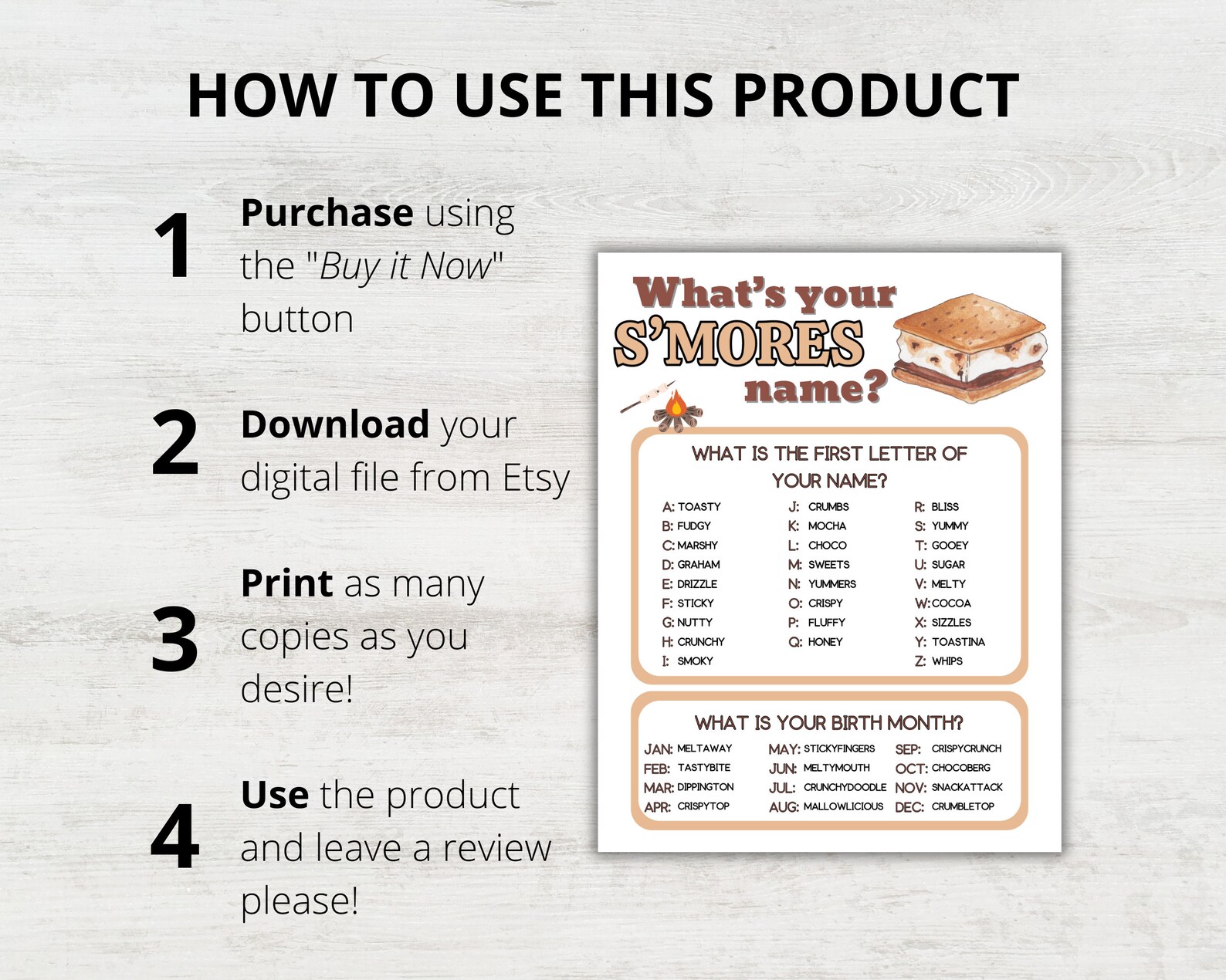 Smores Name Game Printable, What's Your Smores Name Game, Name ...