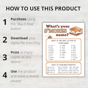 Smores Name Game Printable, What's Your Smores Name Game, Name ...