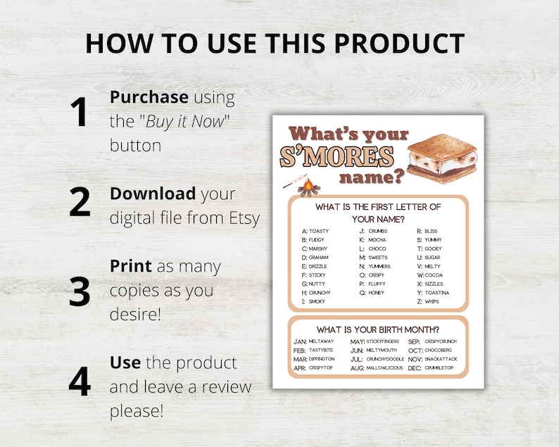 Smores Name Game Printable, What's Your Smores Name Game, Name ...