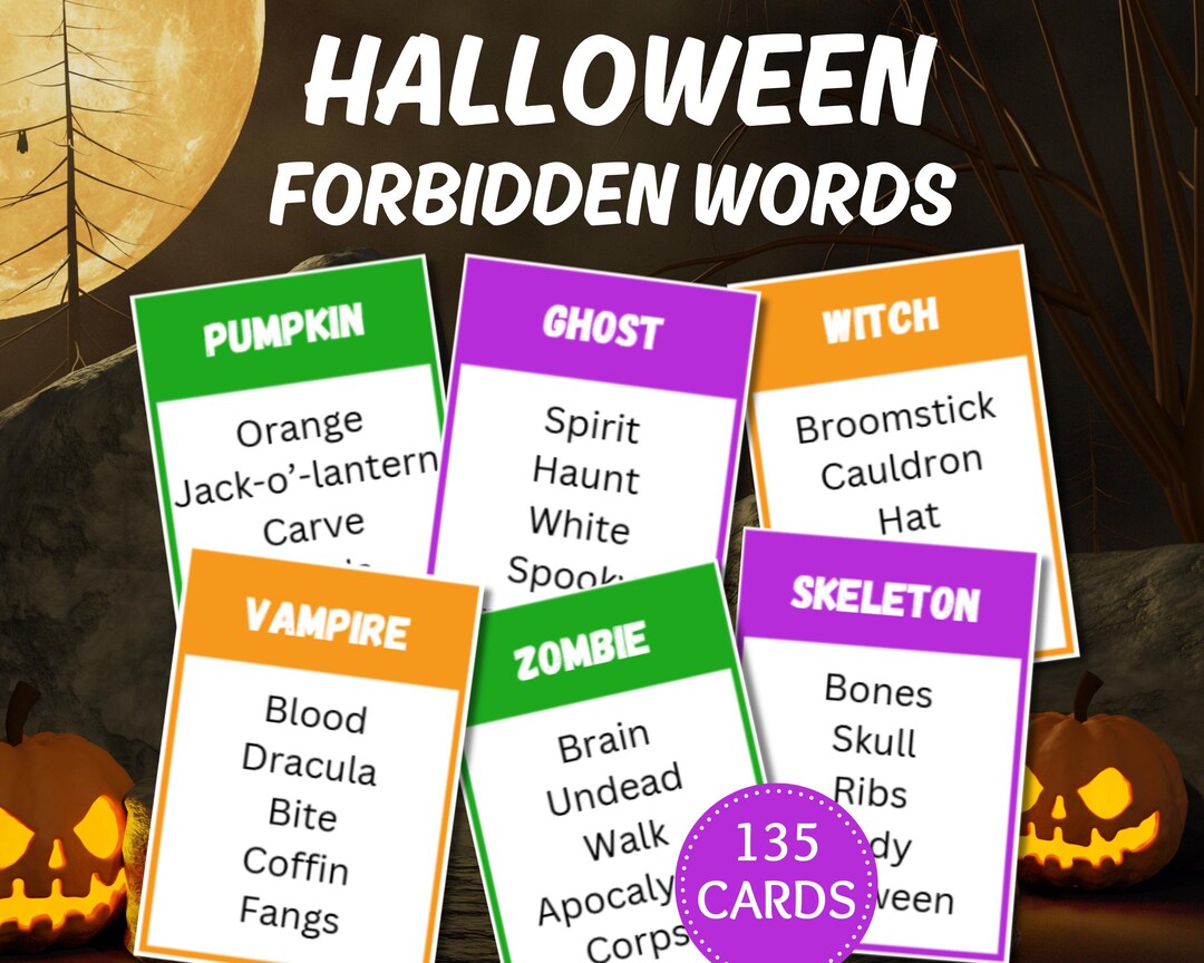 Halloween Forbidden Words Game, Halloween Party Games, Halloween ...