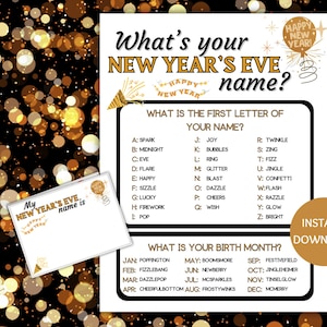 New Years Eve Name Game Printable, What's Your New Year's Eve Name Game ...