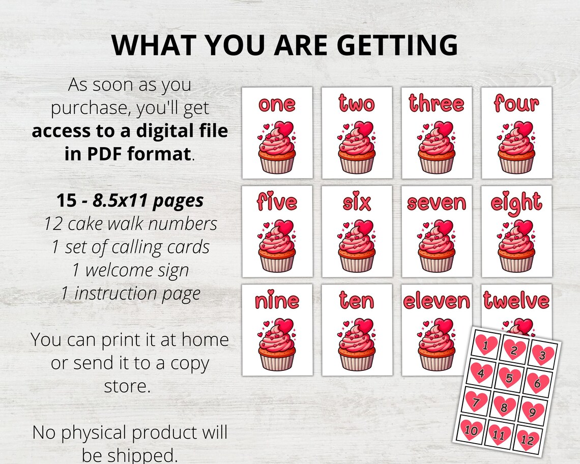 Valentine's Day Cake Walk Numbers, Cake Walk Game, Cake Walk Signs ...