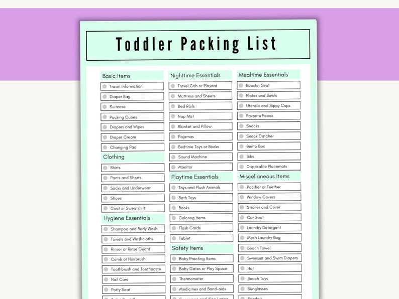 Travel Packing List, Kids Packing List, Vacation Checklist, Packing ...