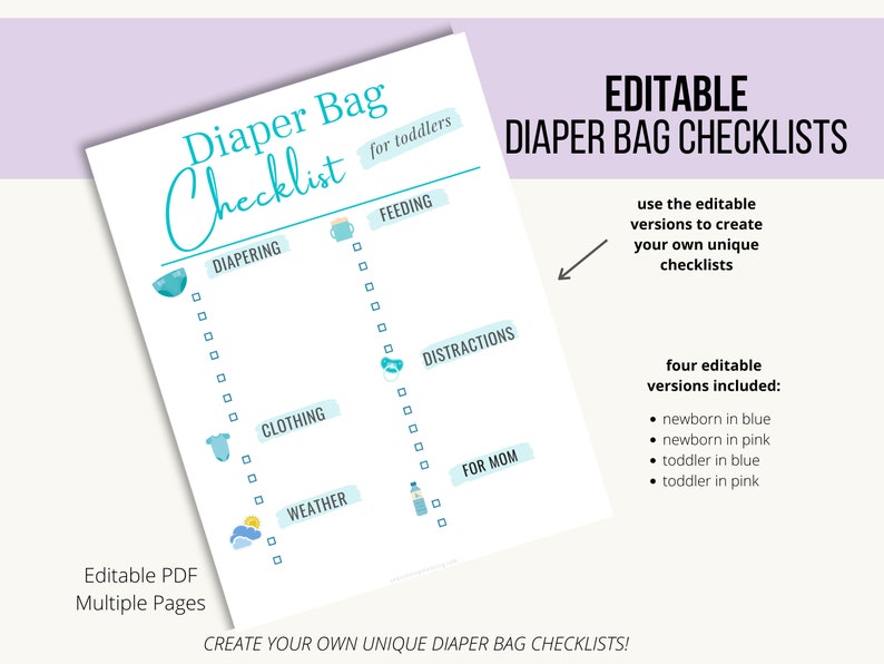 Diaper Bag Checklist for Newborn and Toddler, Diaper Bag Essentials ...