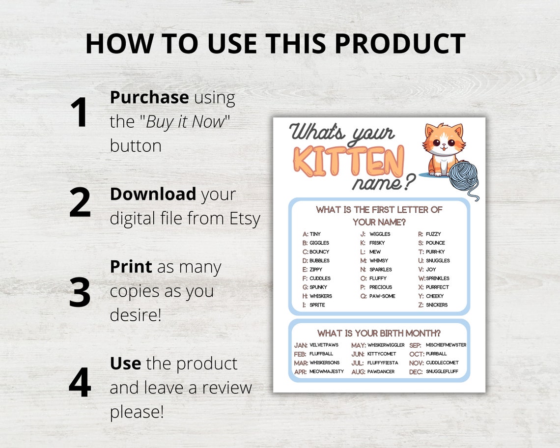 Kitten Name Game Printable, What's Your Kitten Name Game, Name ...