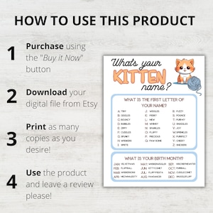 Kitten Name Game Printable, What's Your Kitten Name Game, Name ...