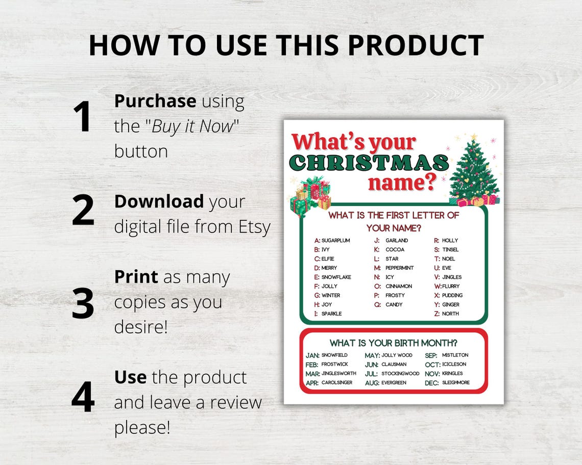 Christmas Name Game Printable, What's Your Christmas Name Game, Name ...