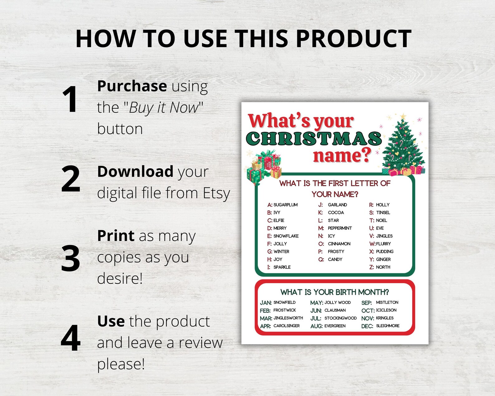 Christmas Name Game Printable, What's Your Christmas Name Game, Name ...