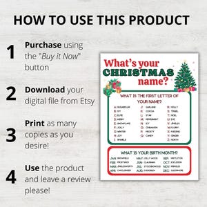 Christmas Name Game Printable, What's Your Christmas Name Game, Name ...