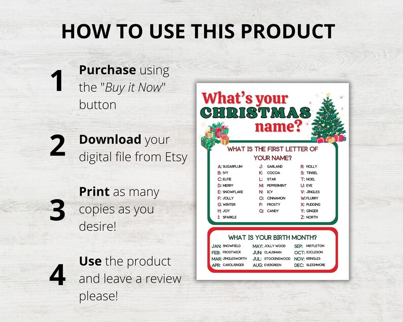 Christmas Name Game Printable, What's Your Christmas Name Game, Name ...