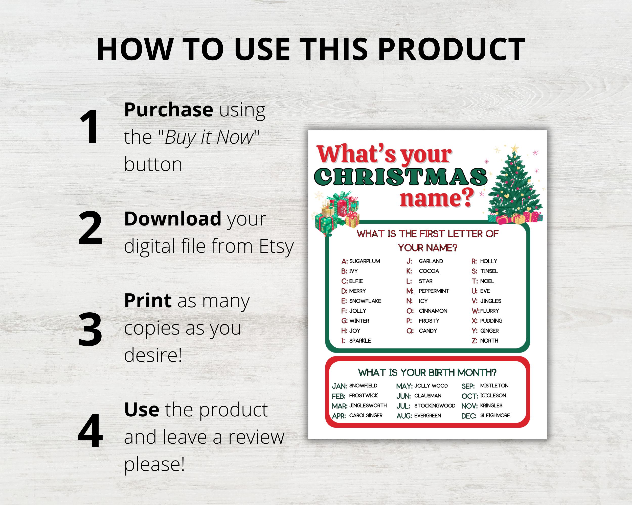 Christmas Name Game Printable, What's Your Christmas Name Game, Name ...